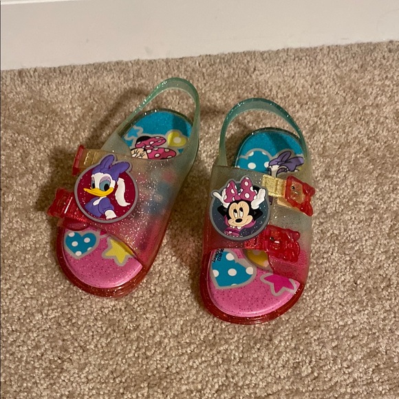 Disney | Shoes | Disney Pink And Red Sandals With Cartoon Character ...